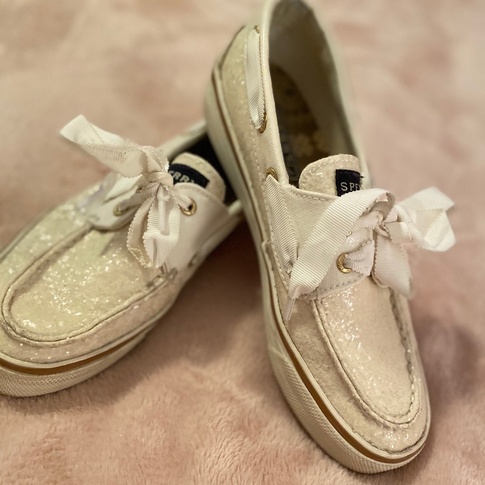 Off- White Glitter Sperry Boat Shoes - Gem